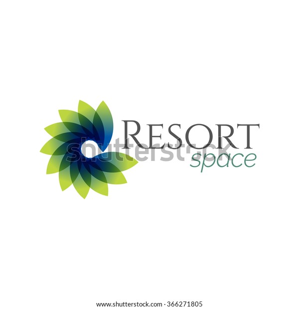 Abstract Blue Green Resort Spa Logo icon, Isolated in White Background