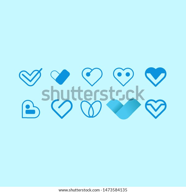 Abstract Blue Hearth Icons Logo Set Stock Vector (Royalty Free ...