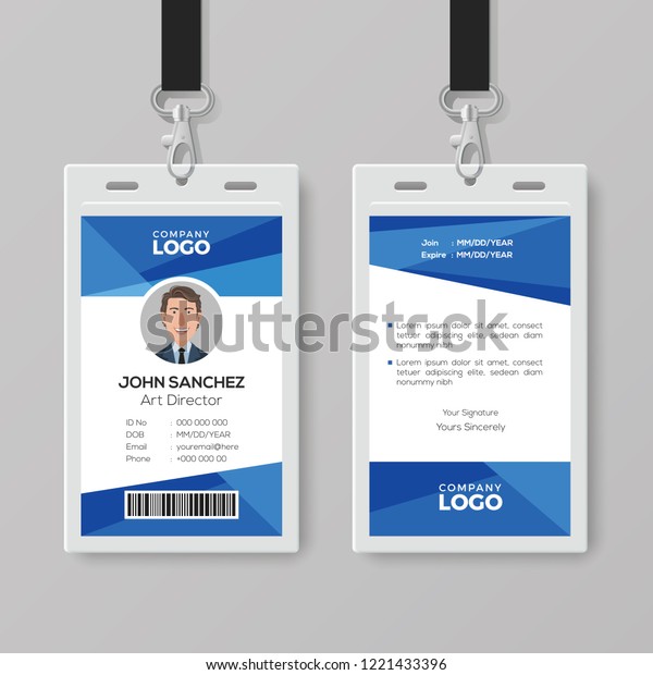 Abstract Blue Id Card Design Template Stock Vector (Royalty Free ...
