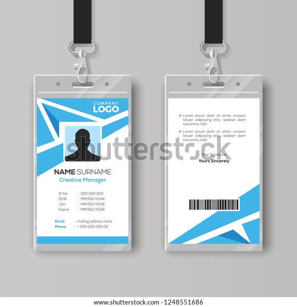 Abstract blue ID card design template