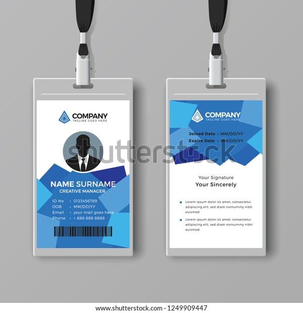 Abstract Blue Id Card Design Template 库存矢量图（免版税）1249909447 | Shutterstock