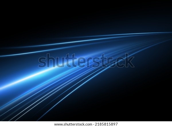 Abstract Blue Speed Neon Light Effect Stock Vector (Royalty Free ...
