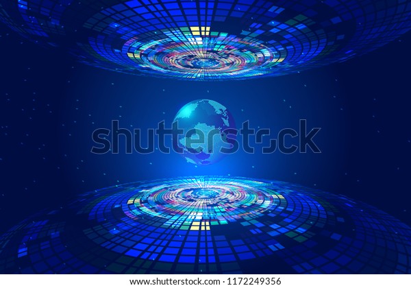 Abstract Blue Tech Earth Hologram Stock Vector (Royalty Free ...