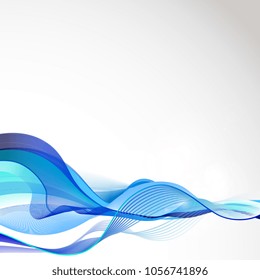 Abstract Blue Waves Lines On White Stock Vector (Royalty Free ...