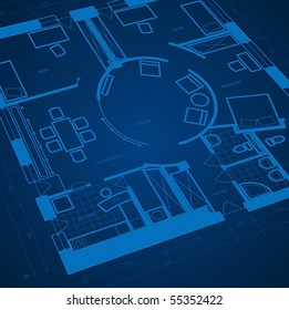 Abstract Blueprint Background Blue Colors Vector Stock Vector (Royalty ...