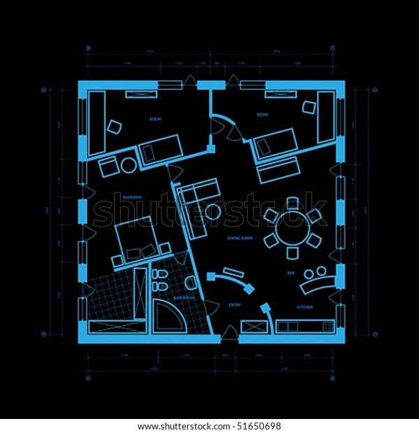 Abstract Blueprint Background Blue Colors Vector Stock Vector (Royalty ...