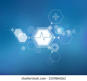 Abstract Blurred Science Background Hexagons Medicine Stock Vector ...