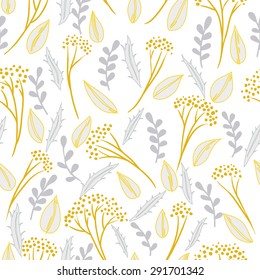 Abstract Botanical Seamless Background Plants Leaves Stock Vector ...