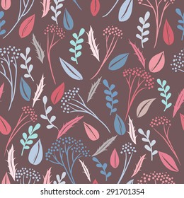 Abstract Botanical Seamless Background Plants Leaves Stock Vector ...