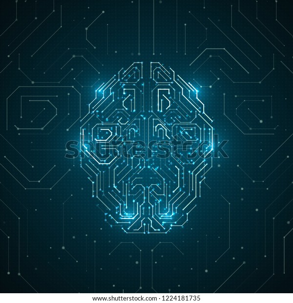 Abstract Brain Illustration Futuristic Network Graphic Stock Vector ...