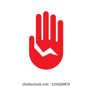 Abstract Broken Red Hand Sign Stock Vector (Royalty Free) 1154269876 ...