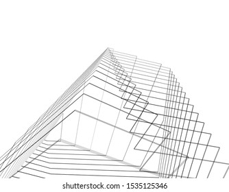 Abstract Buildings Architectural Drawing 3d Stock Vector (Royalty Free ...