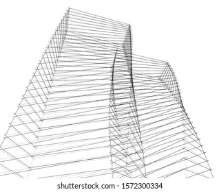 Abstract Buildings Architectural Drawing 3d Stock Vector (Royalty Free ...