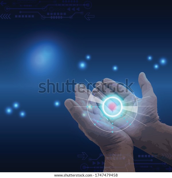 Abstract Business Technology Background Two Hand Stock Vector (Royalty ...
