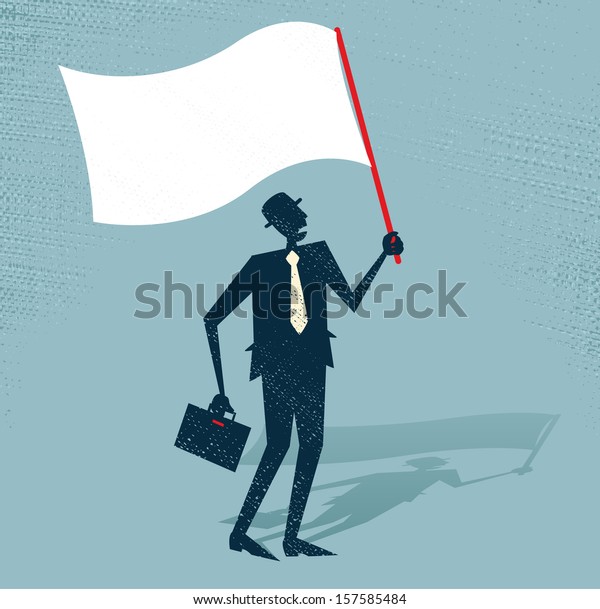 Abstract Businessman Waves White Flag Defeat Stock Vector (Royalty Free ...