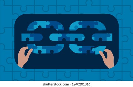 Abstract Chains Symbol Puzzle Pieces Concept Stock Vector (Royalty Free ...