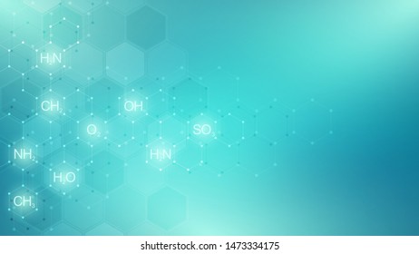 Abstract Chemistry Pattern On Green Background Stock Vector (Royalty ...