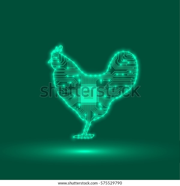 Abstract Chicken Chicken Electronic Circuit Vector Stock Vector ...