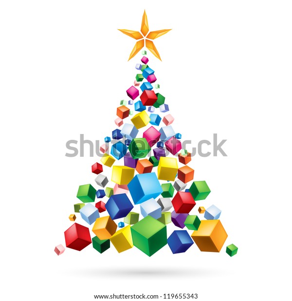 Abstract Christmas Tree Cubic Design Illustration Stock Vector (Royalty ...