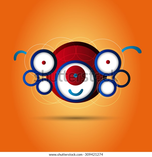 Abstract Circle Creature On Orange Background Stock Vector (Royalty ...