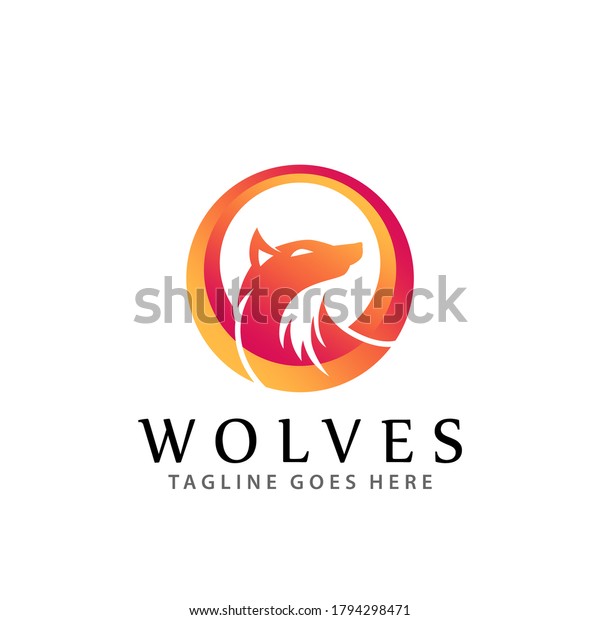 Abstract Circle Wolves Wild Modern Logos Stock Vector (Royalty Free ...