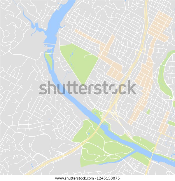 Abstract City Map Rivers Parks Classic Stock Vector (Royalty Free ...