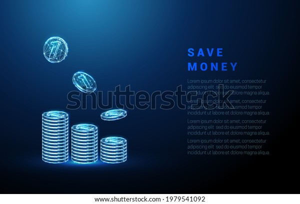 Abstract Coins Stacks Falling Coins Saving Stock Vector (Royalty Free ...