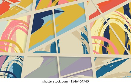 Abstract Collage Asymmetric Pattern Digital Freehand Stock Vector ...