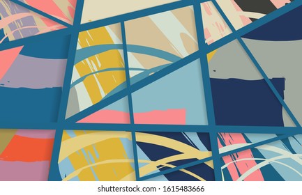 Abstract Collage Asymmetric Pattern Digital Freehand Stock Vector ...