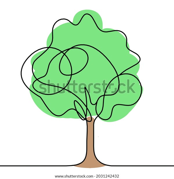 Abstract Color Tree Line Drawing On Stock Vector (Royalty Free ...