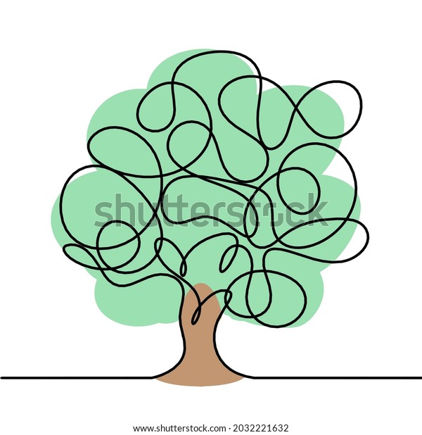 Abstract Color Tree Line Drawing On Stock Vector (Royalty Free ...
