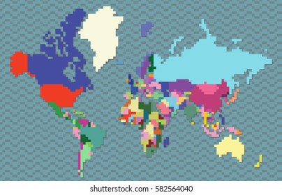Abstract World Map Pixel Art Vector: เวกเตอร์สต็อก (ปลอดค่าลิขสิทธิ์ ...