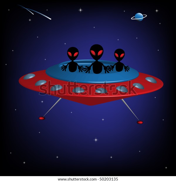 Abstract Colorful Background Alien Spaceship Flying Stock Vector ...