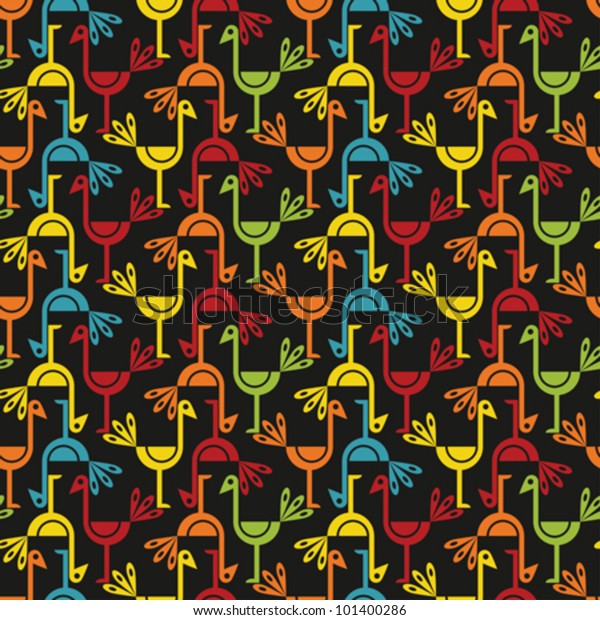 Abstract Colorful Birds Texture Print Background Stock Vector (Royalty ...