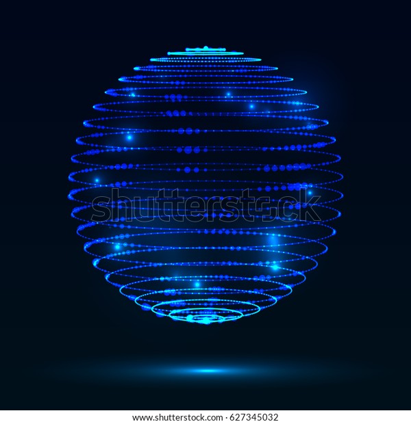 Abstract Colorful Blue Sphere Made Points Stock Vector (Royalty Free ...
