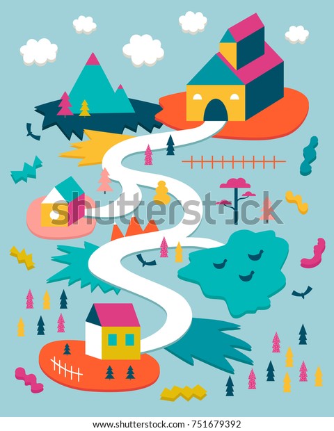 Abstract Colorful Cartoon Town Vector Illustration Stock Vector ...