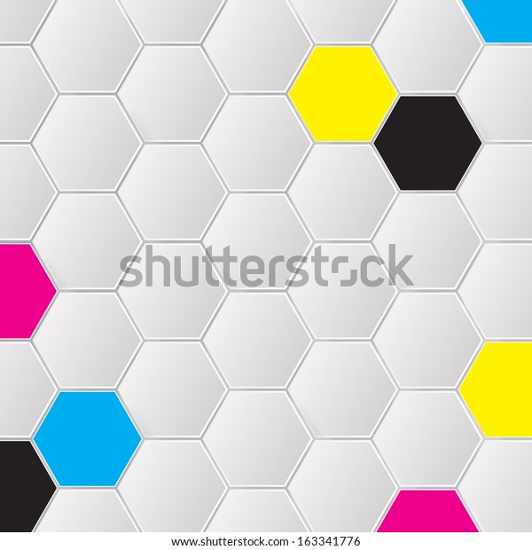 Abstract Colorful Cmyk Hexagon Pattern Design Stock Vector (Royalty ...