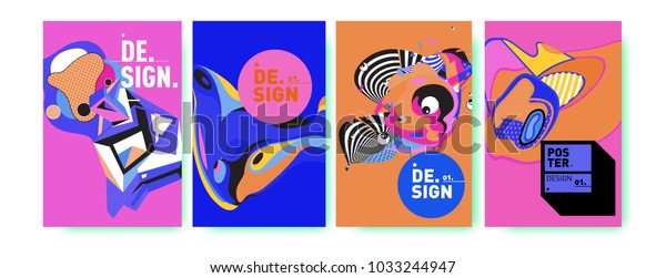 Abstract Colorful Collage Poster Design Template Stock Vector (Royalty ...