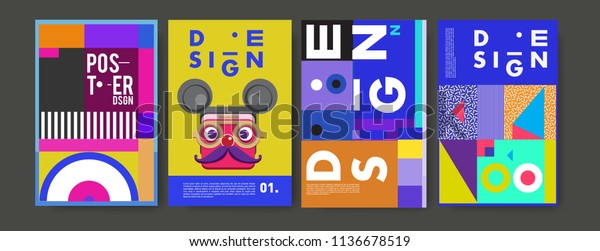 Abstract Colorful Collage Poster Design Template Stock Vector (Royalty ...