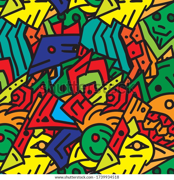 Abstract Colorful Doodle Art Background Design Stock Vector (Royalty ...