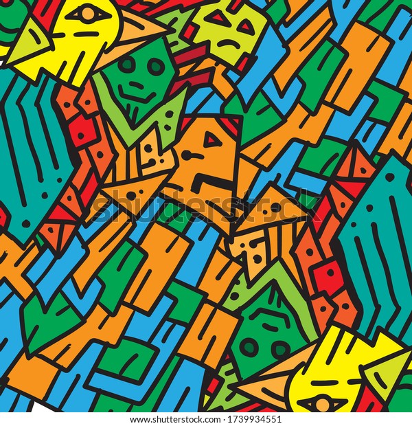 Abstract Colorful Doodle Art Background Design Stock Vector (Royalty ...
