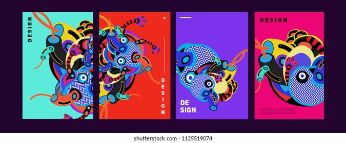 Abstract Colorful Doodle Collage Poster Design Stock Vector (Royalty ...