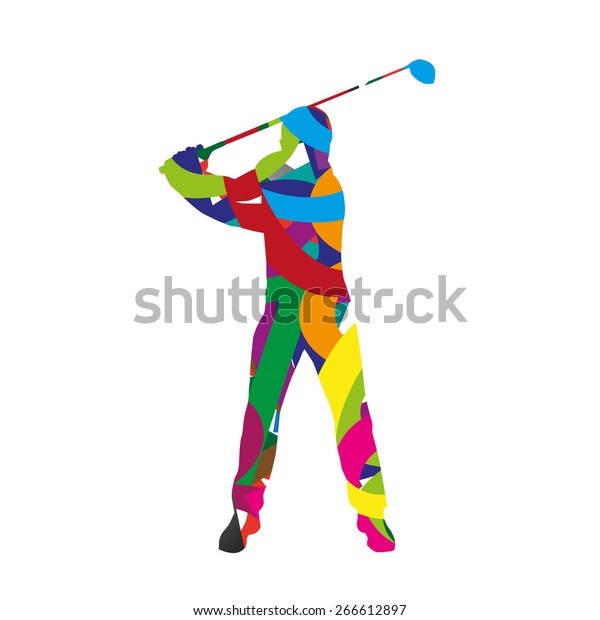 Abstract Colorful Golf Player Stock Vector (Royalty Free) 266612897 ...