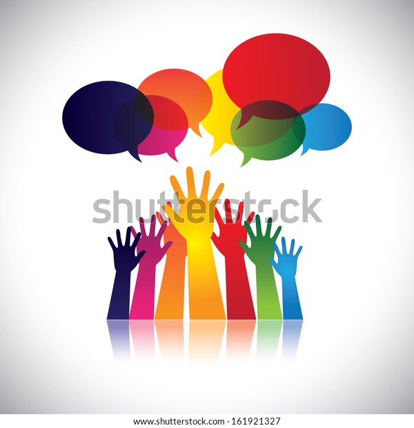 Abstract Colorful Hands People Requesting Help Stock Vector (Royalty ...