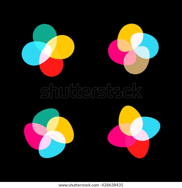 Abstract Colorful Logos Collection On Black Stock Vector (Royalty Free ...
