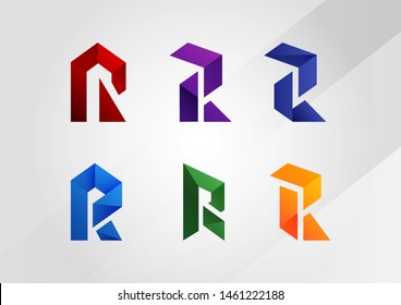 Abstract Colorful Monogram Logo Set Stock Vector (Royalty Free ...