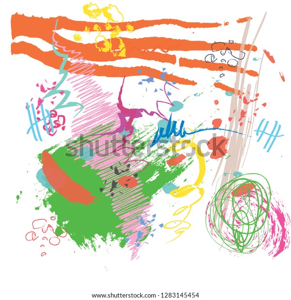 Abstract Colorful Paintbrush Scribble Lines Texture Stock Vector ...