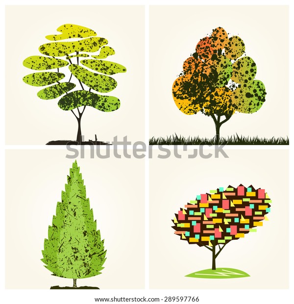 Abstract Colorful Tree Background Silhouette Vector Stock Vector ...