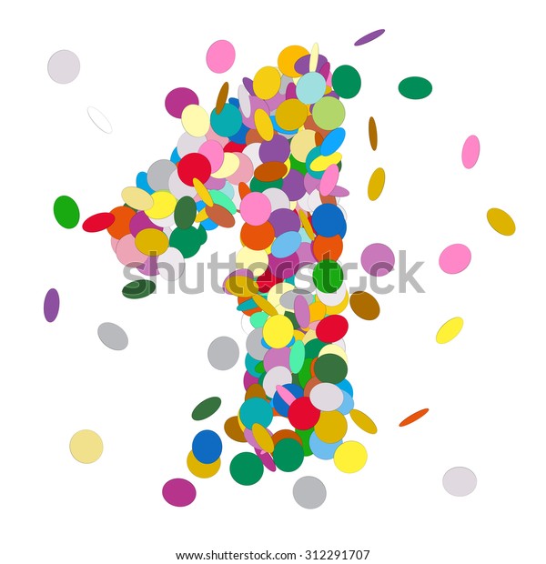 Abstract Colorful Vector Confetti Number One Stock-vektor (royaltyfri ...