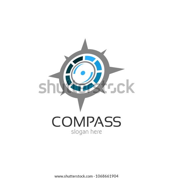 Abstract Compass Direction Logo Design Template Stock Vector (Royalty ...